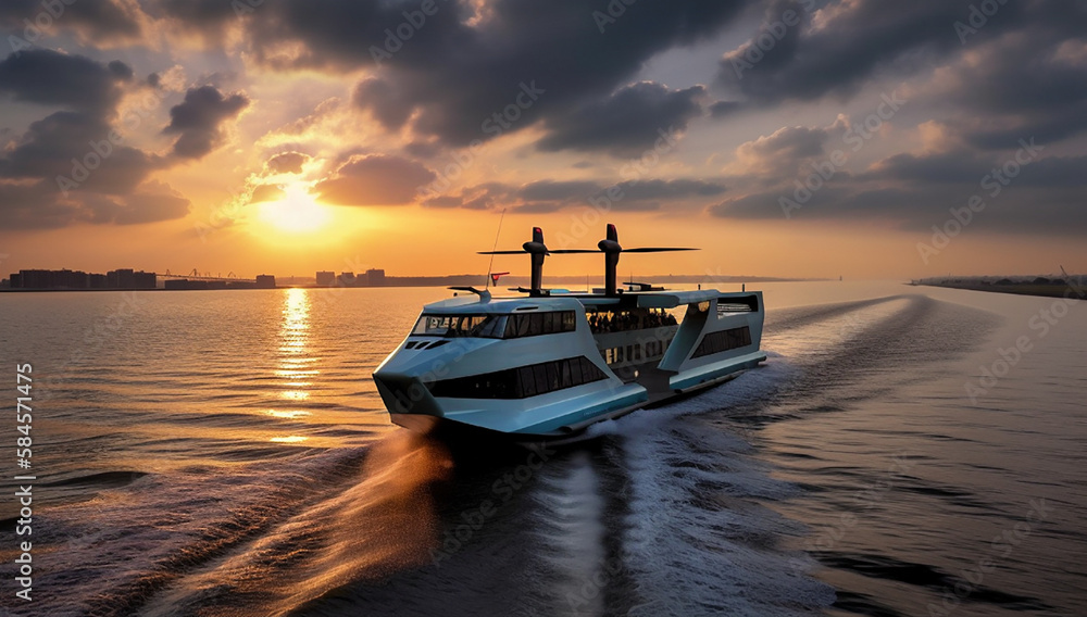 Alternative water transport electric ships. Sample picture for climate ...