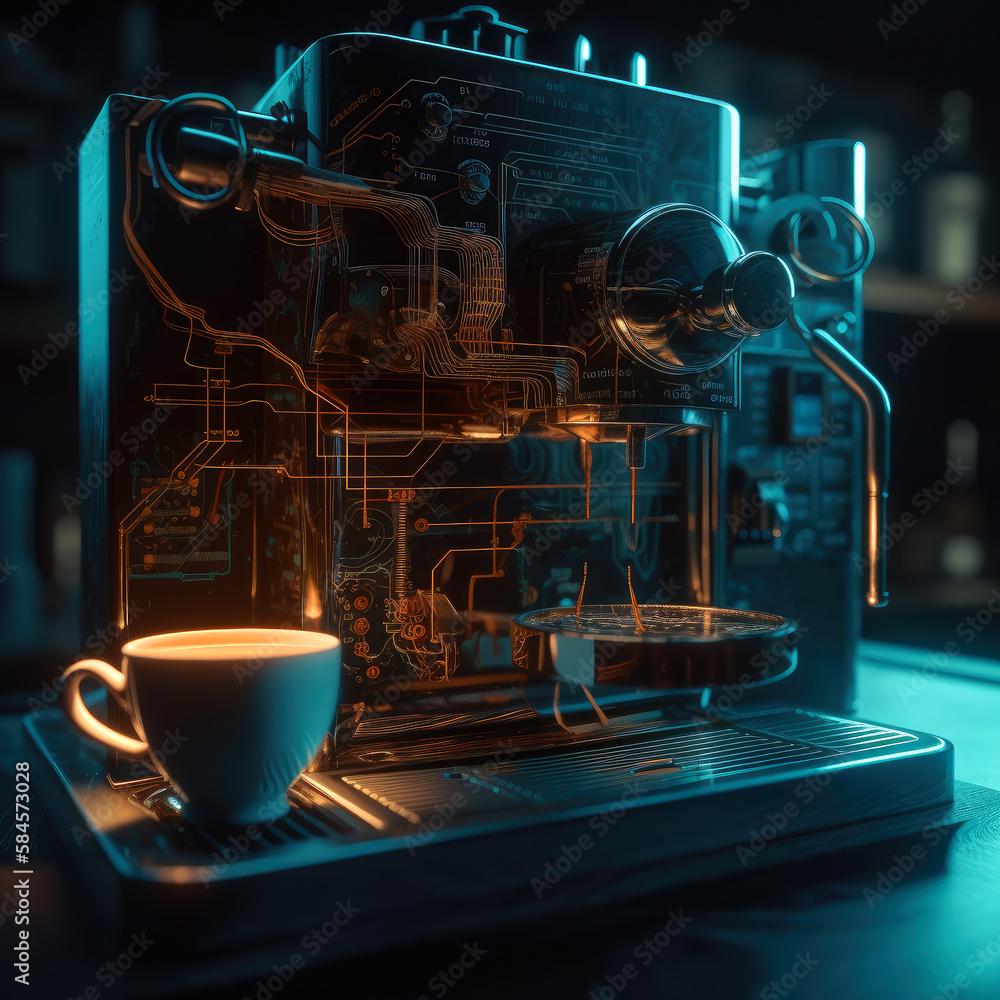 Magical moments with coffee, super modern coffee brewing technology. Ai ...