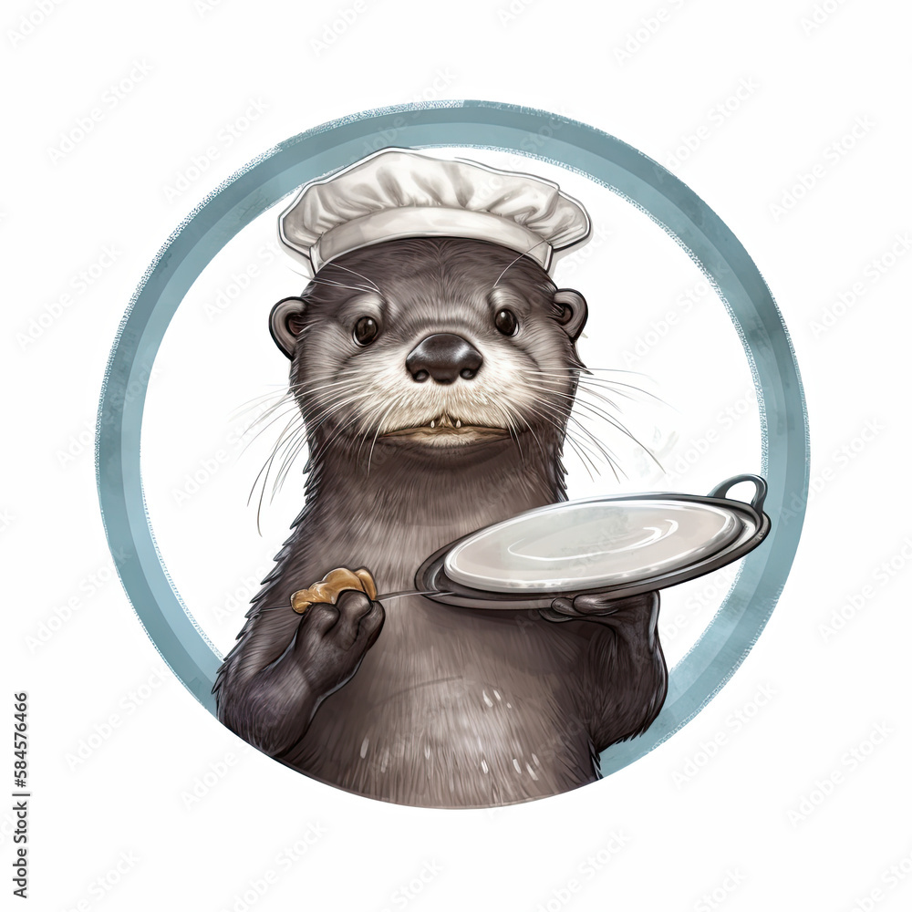 cute otter chef design logo, generated AI, generated, AI Stock ...
