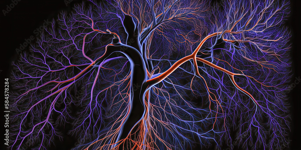 X-ray of arteries, veins, and capillaries - Generative AI Stock ...