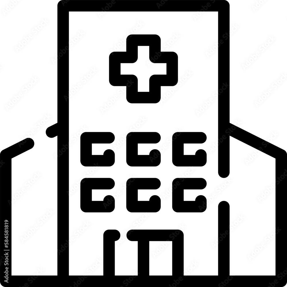 Hospital icon is a symbol that represents a medical center, where ...