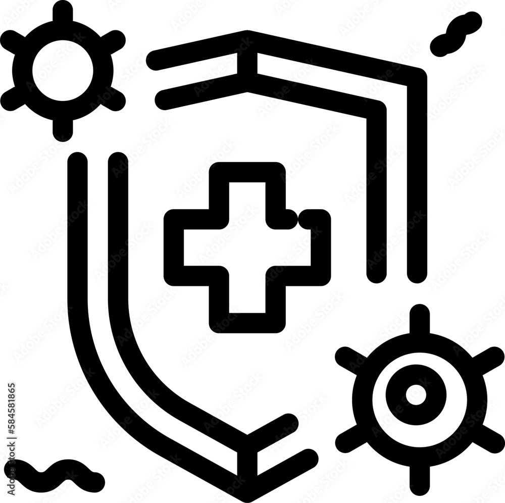 A virus protection icon represents measures taken to prevent the spread ...