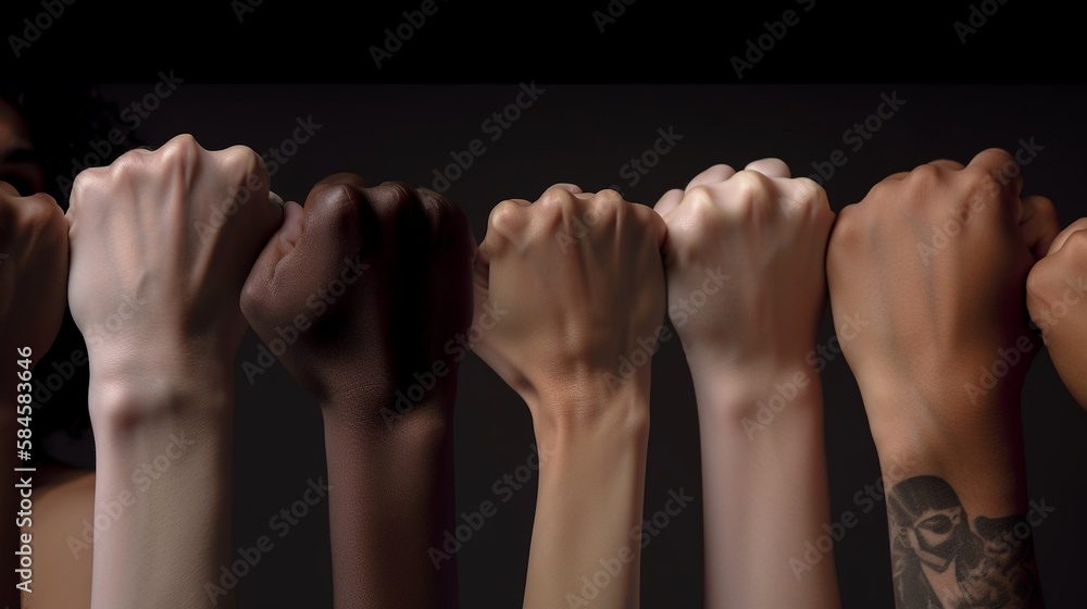 Faust nach oben halten als kraftvolles Symbol im Team ilustración de ...