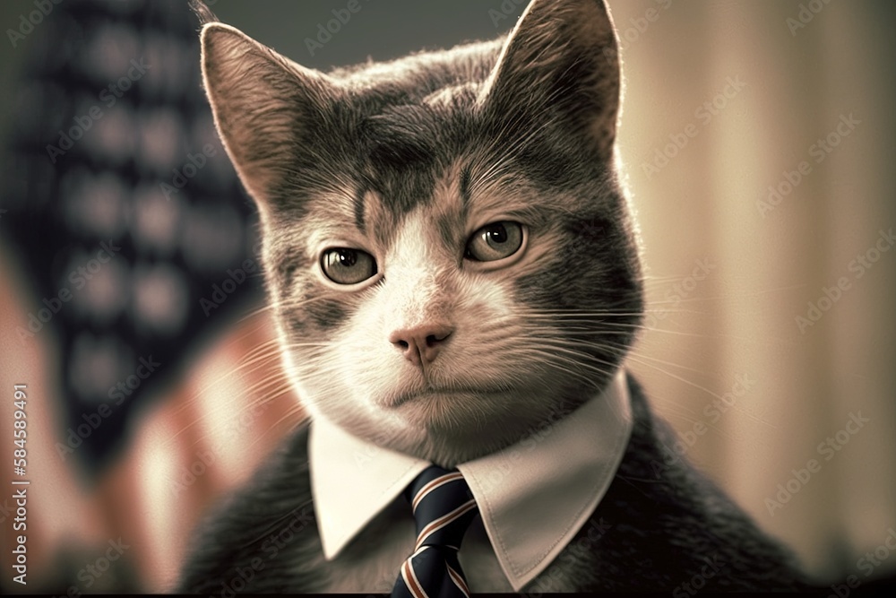 Cat as John F Kennedy president of United States of America famous ...