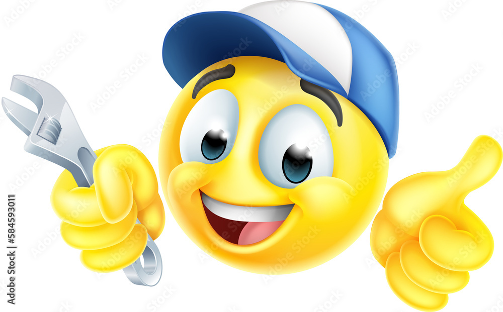 Mechanic or Plumber Spanner Emoticon Emoji Icon Stock Illustration ...