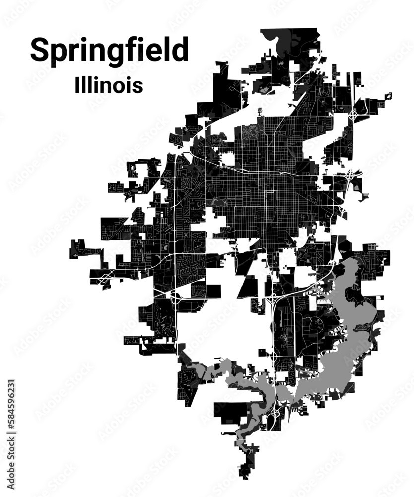 Springfield city map, capital of the USA state of Illinois. Municipal ...