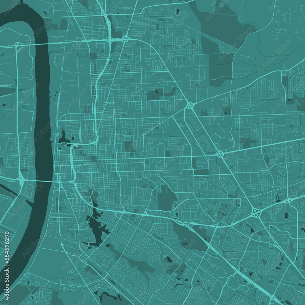 Green Baton Rouge map, Louisiana, detailed municipality map. skyline ...