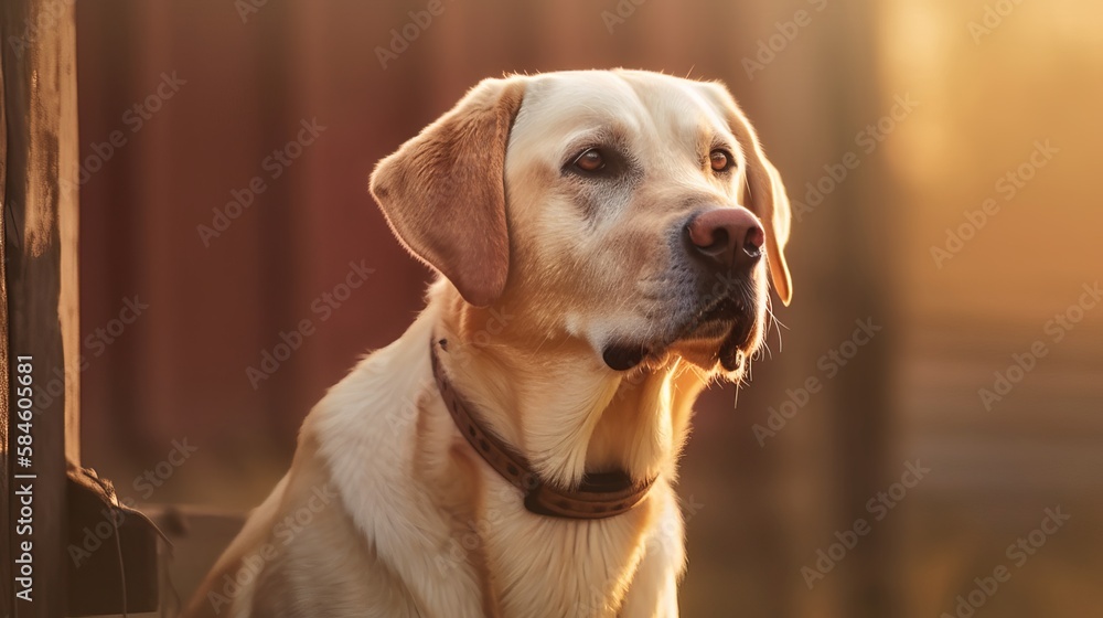 Active, and alert purebred labrador retriever dog outdoors Stock Photo ...
