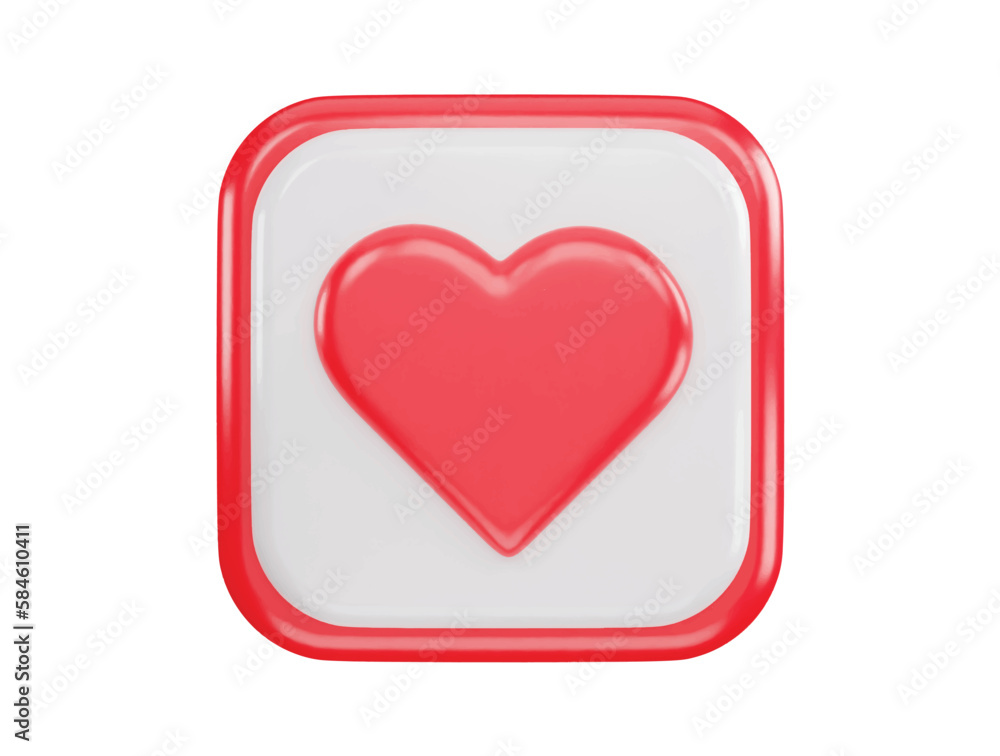 red heart button icon 3d rendering vector illustration Stock Vector ...