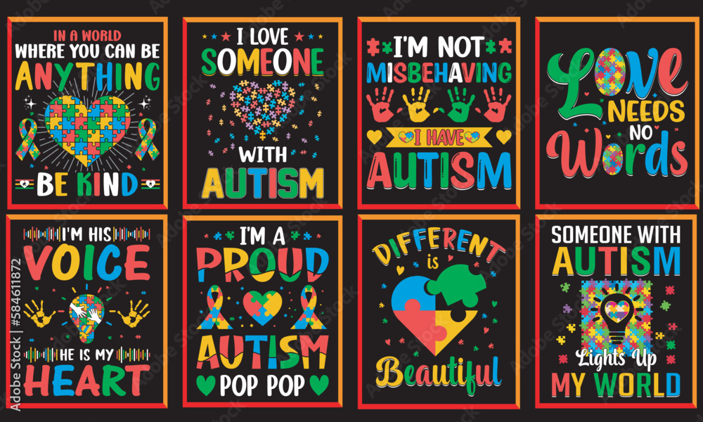 autism autistic design bundle Stock Vector | Adobe Stock