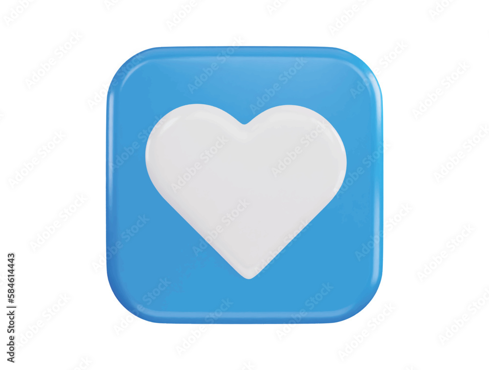heart button icon 3d rendering vector illustration Stock Vector | Adobe ...