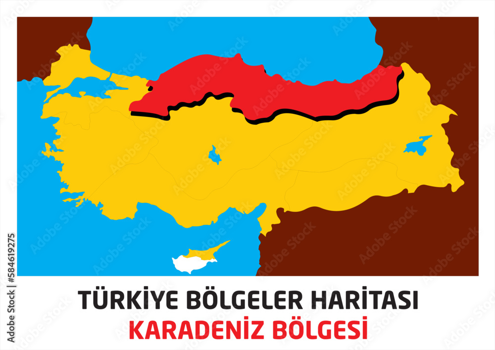 turkey map, black sea region map Stock Vector | Adobe Stock