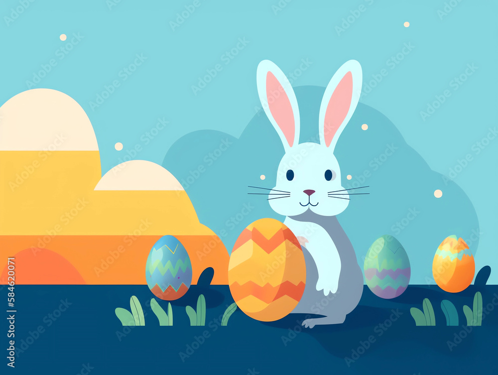 Simple animation of a bunny and easter eggs Stock Illustration | Adobe ...