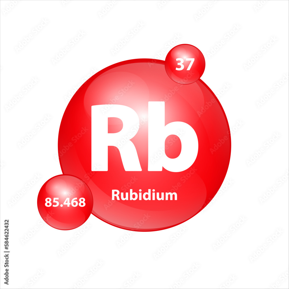 Rubidium (Rb) icon structure chemical element round shape circle red ... Rubidium (Rb) icon structure chemical element round shape circle red ...