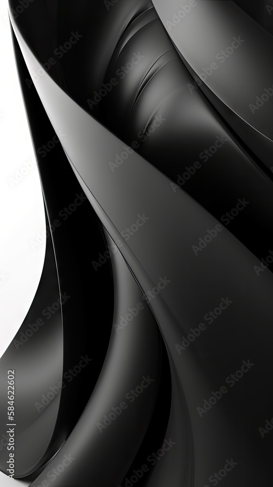 Black abstract 3d Wave form, shape, 3d model render, viny white ...