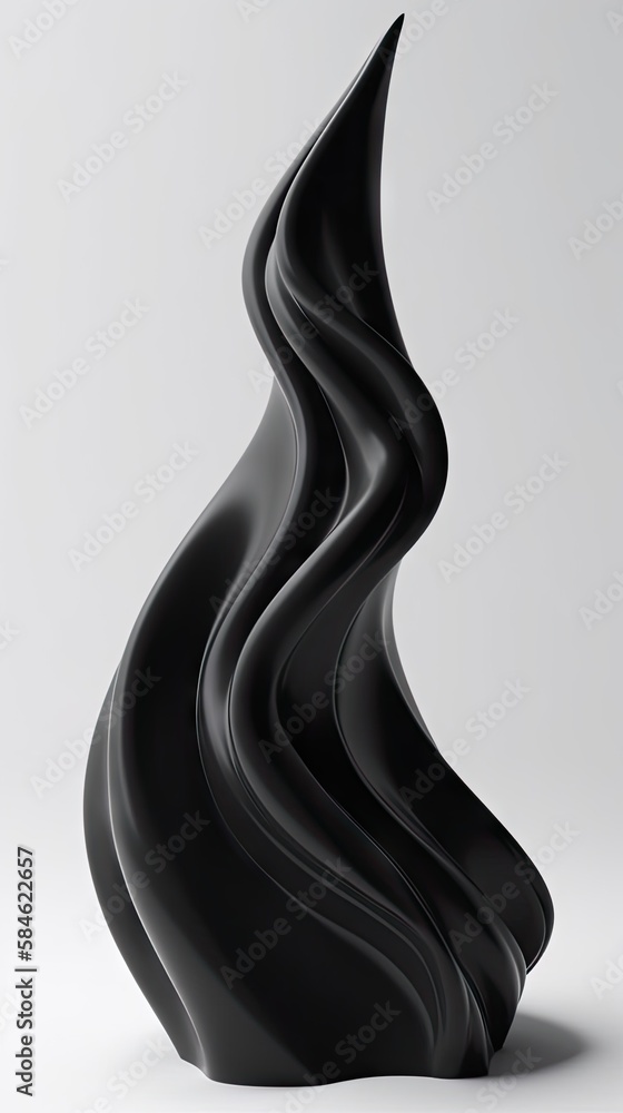 Black abstract 3d Wave form, shape, 3d model render, viny white ...