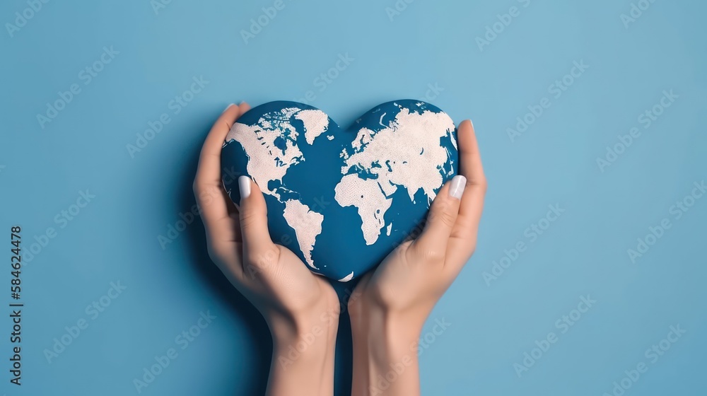 Female hands, painted in the world map, forming heart shape isolated on ...