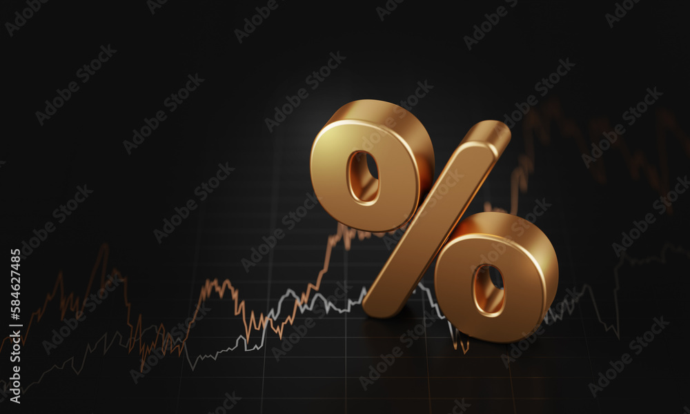 Gold percentage stock diagram growth profit investment chart on 3d ...