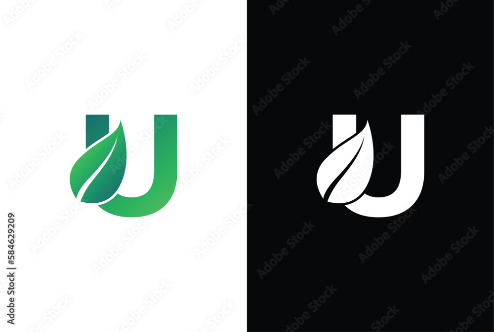 Letter U leaf logo icon design template vector. Symbol, alphabet ...