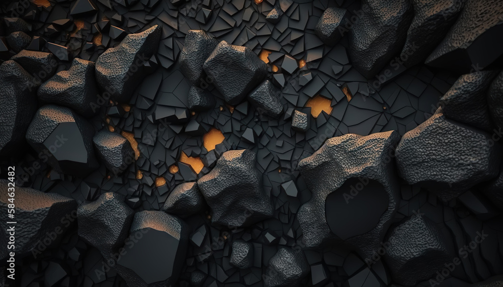Black lava rock texture. Dark stone surface texture. Generative AI ...