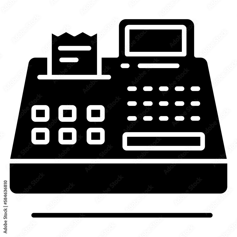 Solid Cash Register icon Stock Vector | Adobe Stock