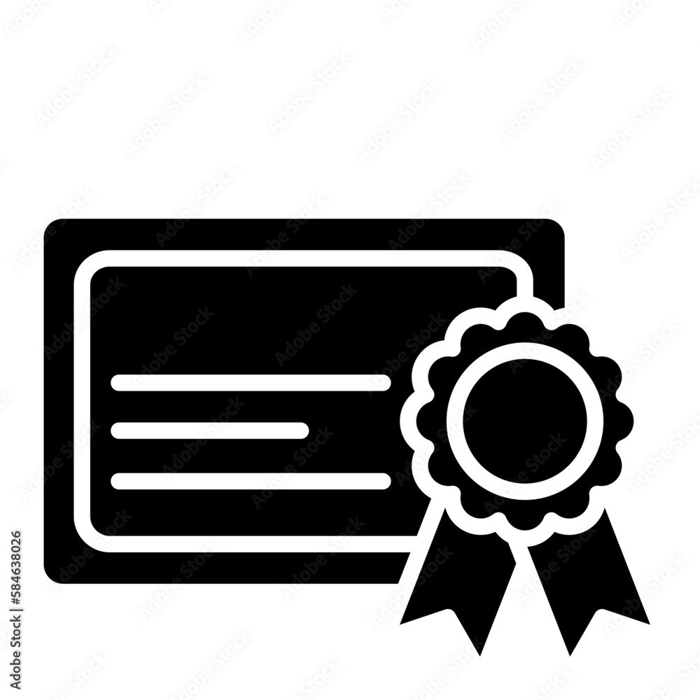 Solid certificate icon Stock Vector | Adobe Stock