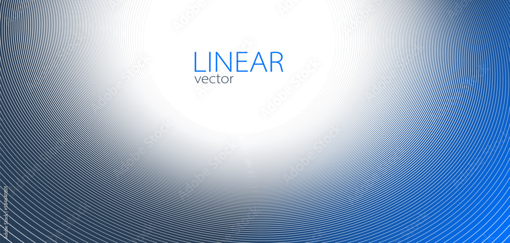 Blue lines in 3D perspective vector abstract background, dynamic linear minimal design, wave ...