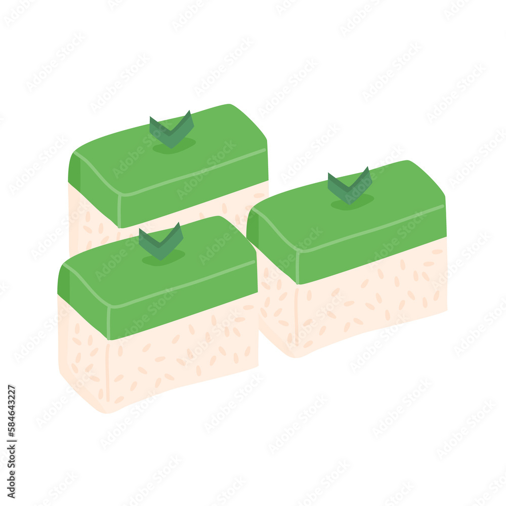 seri muka kuih pandan custard cake Stock Illustration | Adobe Stock