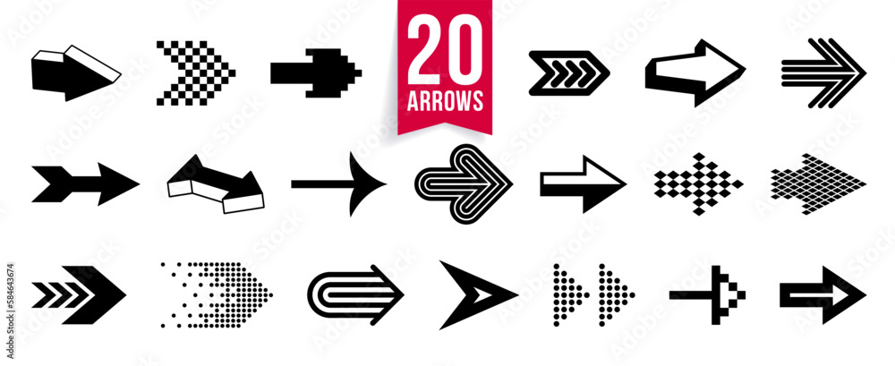 Diverse arrow cursors vector set, different shapes styles and concepts ...