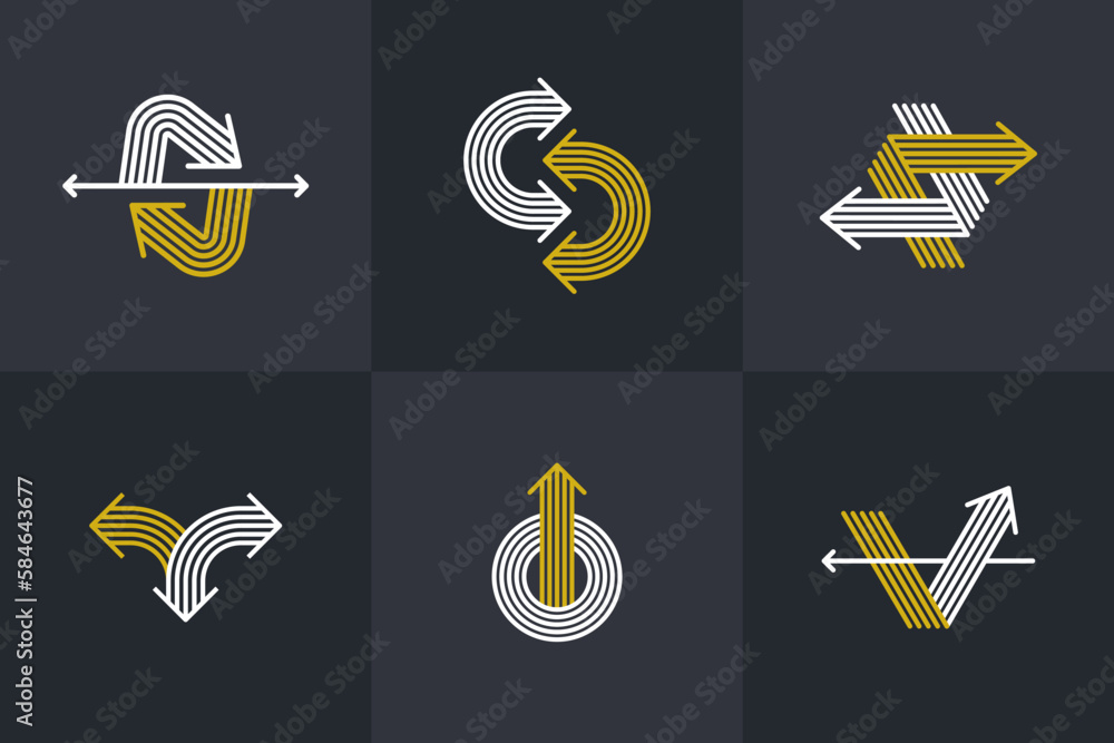Arrow vector original logos set isolated, pictogram symbol of double ...