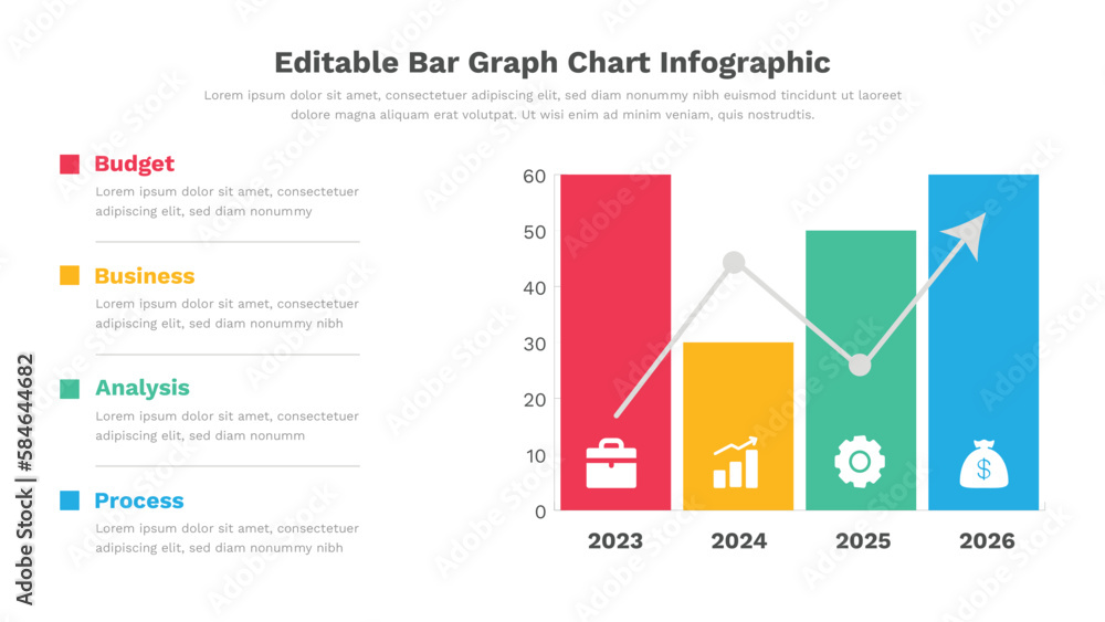 Bar chart Infographic presentation template Fully editable Stock Vector ...