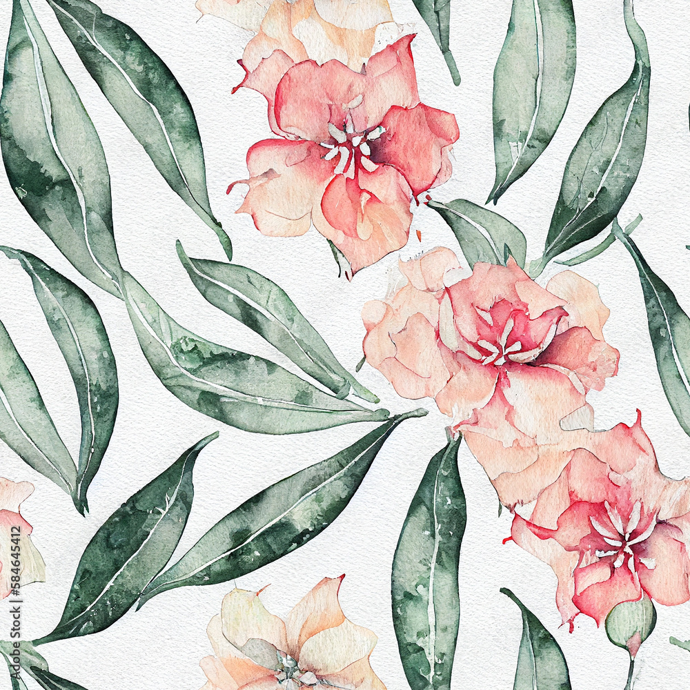 Watercolor floral pattern and seamless background. Stock Illustration ...
