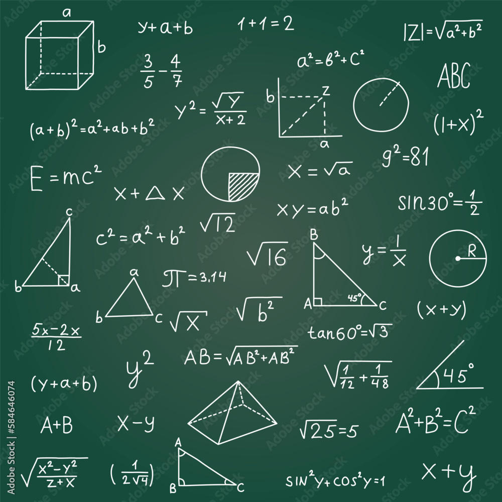 Hand drawn math symbols icon in flat style. Mathematics formula vector ...