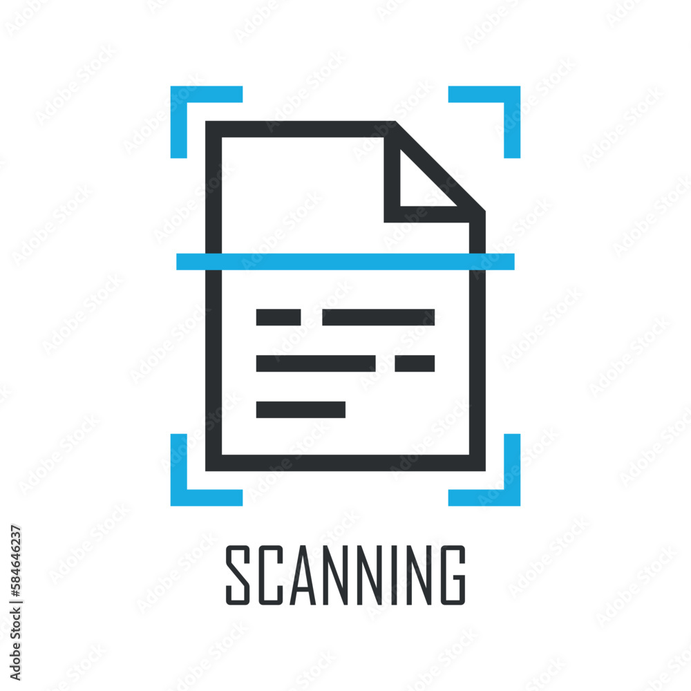 Scan document icon in flat style. Recognize text vector illustration on ...