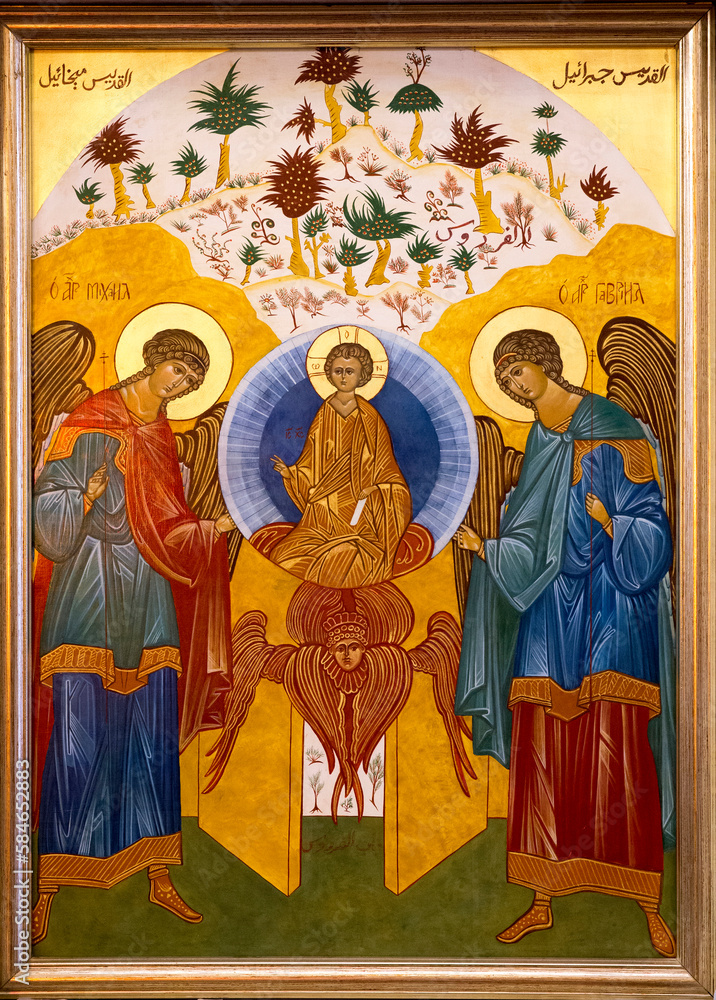 Icon in the Nazareth melkite (Greek catholic) chuch, Galilee, Israel ...