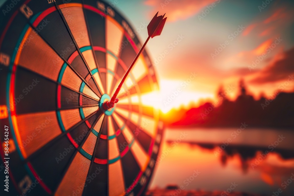 Round target with arrows in center as symbol of achieving business ...