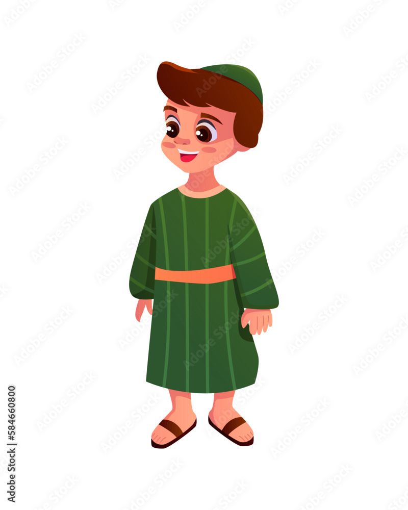 Little Jewish Boy in Traditional Clothing Isolated on a White ...
