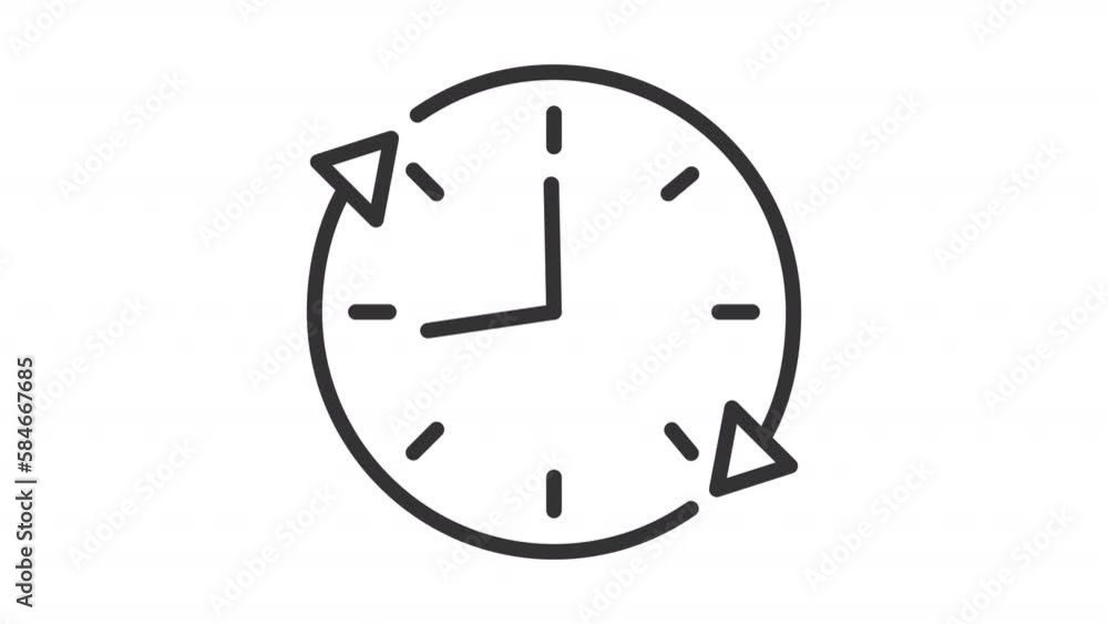 Animated time period linear icon. Wait-animation for website. Task duration. Rotating clock ...