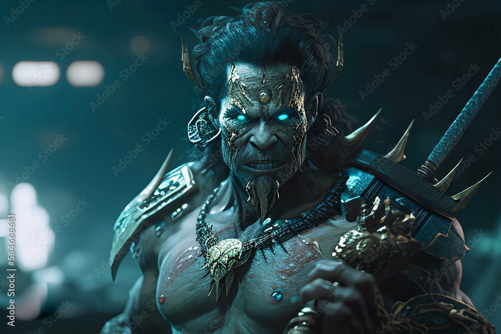 Ancient blade gold orc, 3d, 4k, samuray AI Generator Stock Illustration ...