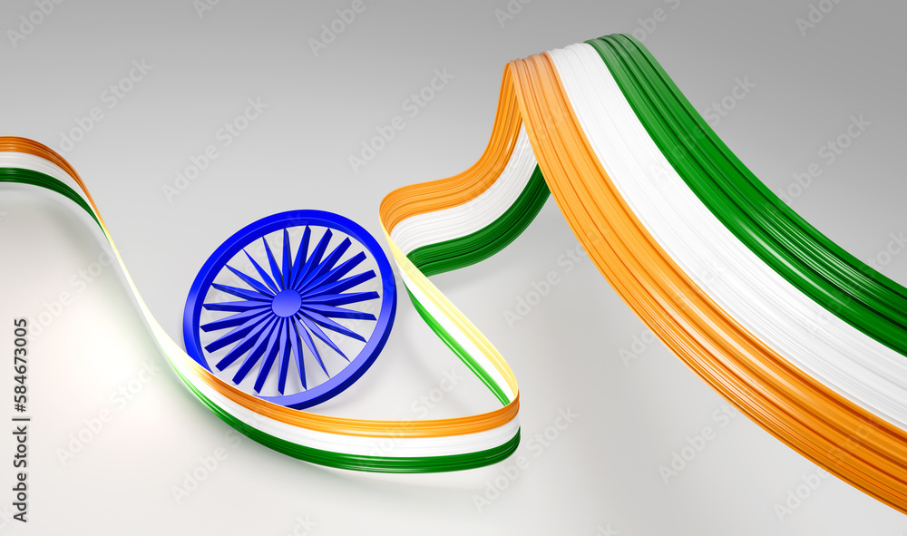 3d Flag Of India 3d Wavy Shiny Indian Ribbon Flag On White Background ...