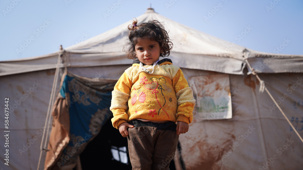 Poster Portrait of refugee children living in the camp – Wall Art ...
