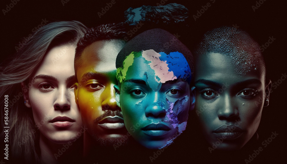 multinational origin of people, skin colors and cultures, Generative AI ...