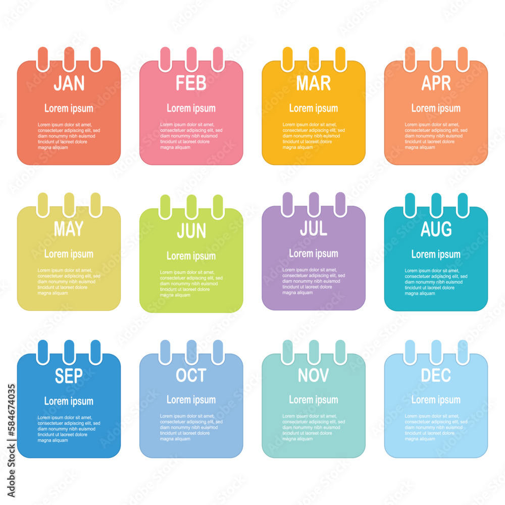 Infographic 12 steps Timeline in 1 year template business data ...