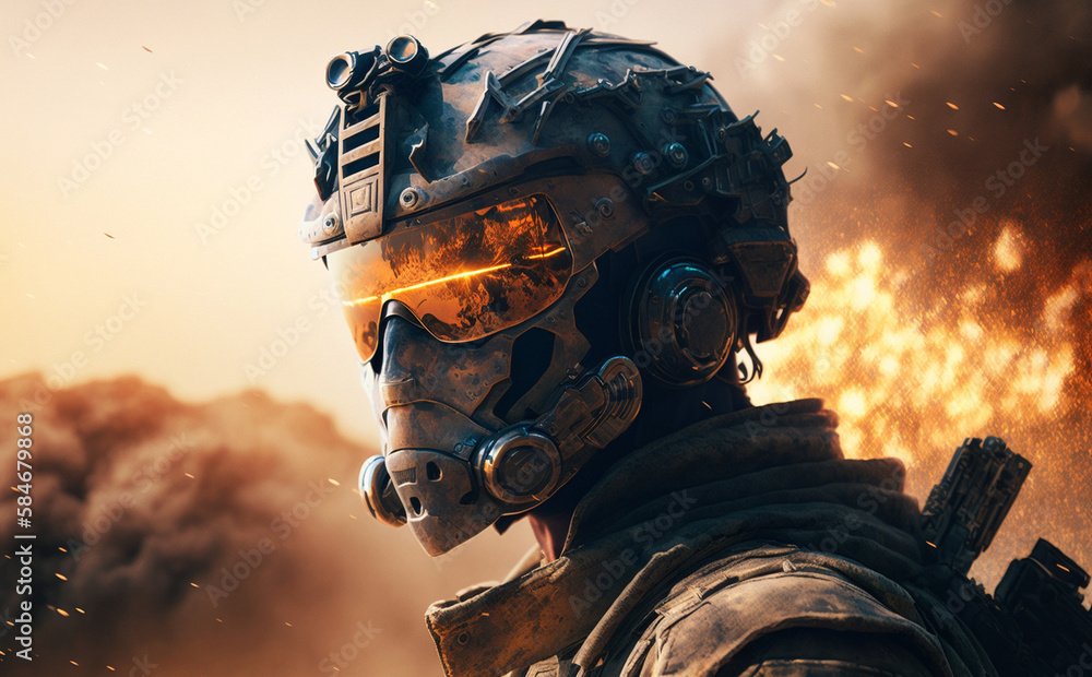 soldier in soldier's uniform of a fictional army, modern combat ...
