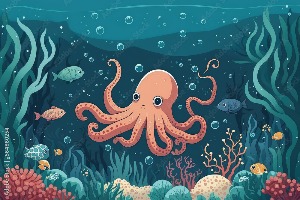 animation of Seabed with mammals, underwater world. Animals of the sea ...