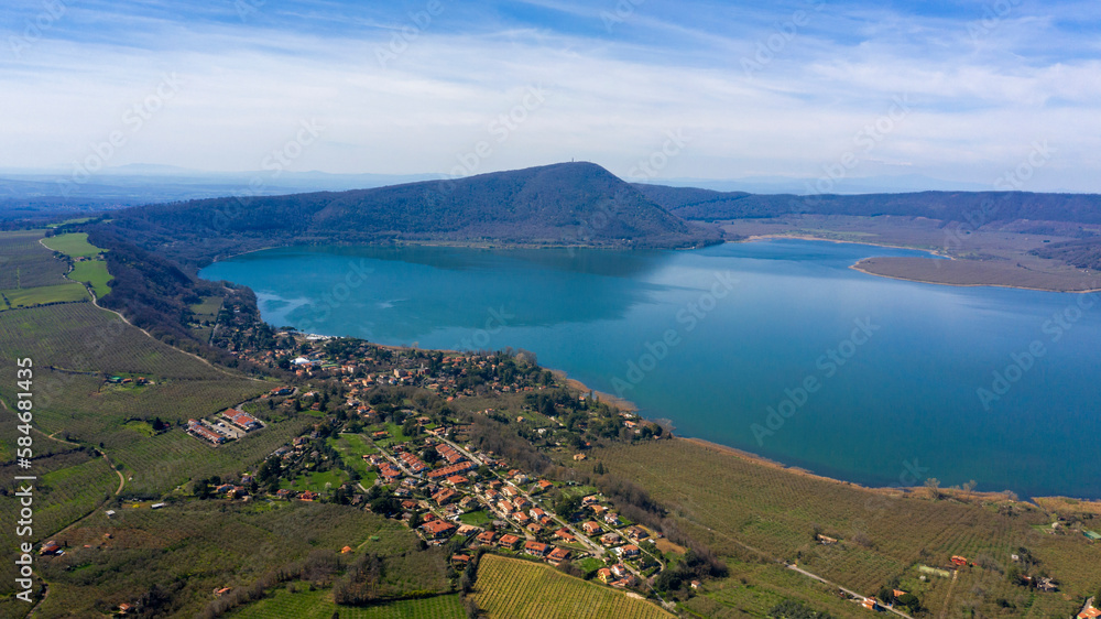 Stockfoto Aerial view of Lake Vico. It is a volcanic lake in the ...