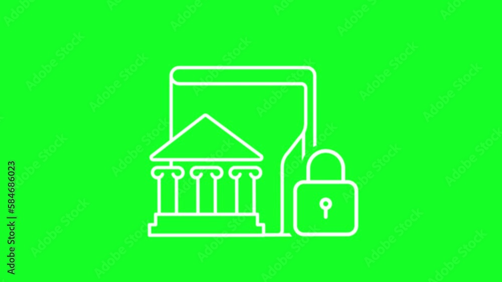 Animated bank data white line icon. Classified information. Loop HD ...