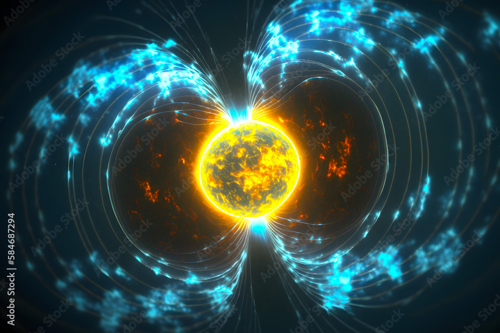 Solar prominence magnetosphere, magnetic field of magnetic induction ...