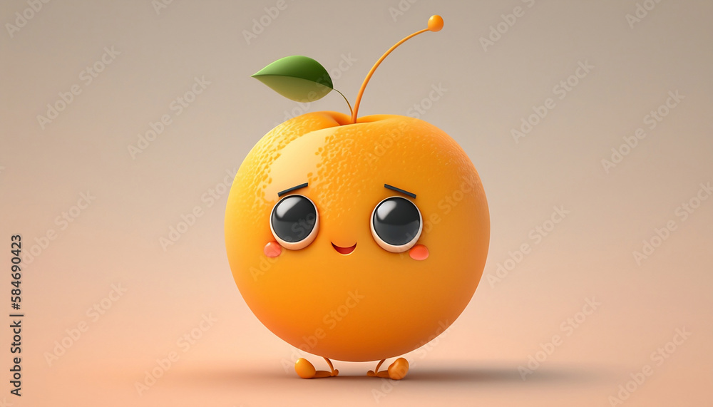 Cute Cartoon Apricot Character Stock Illustration | Adobe Stock