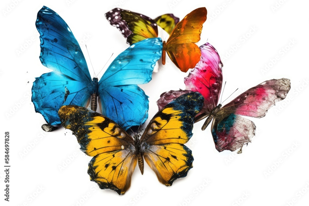 Butterflies isolated on white background. Color butterfly, isolated on ...